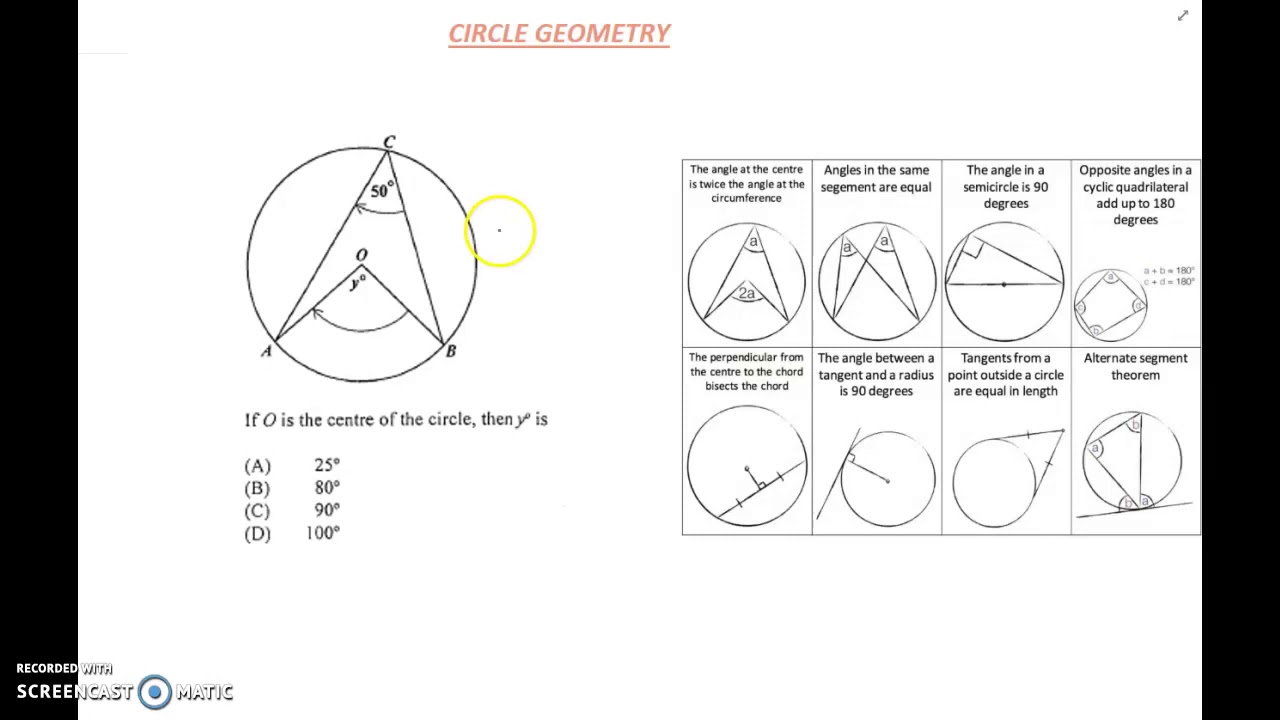 Circle Geometry CSEC Multiple Choice Questions Part 1 - YouTube