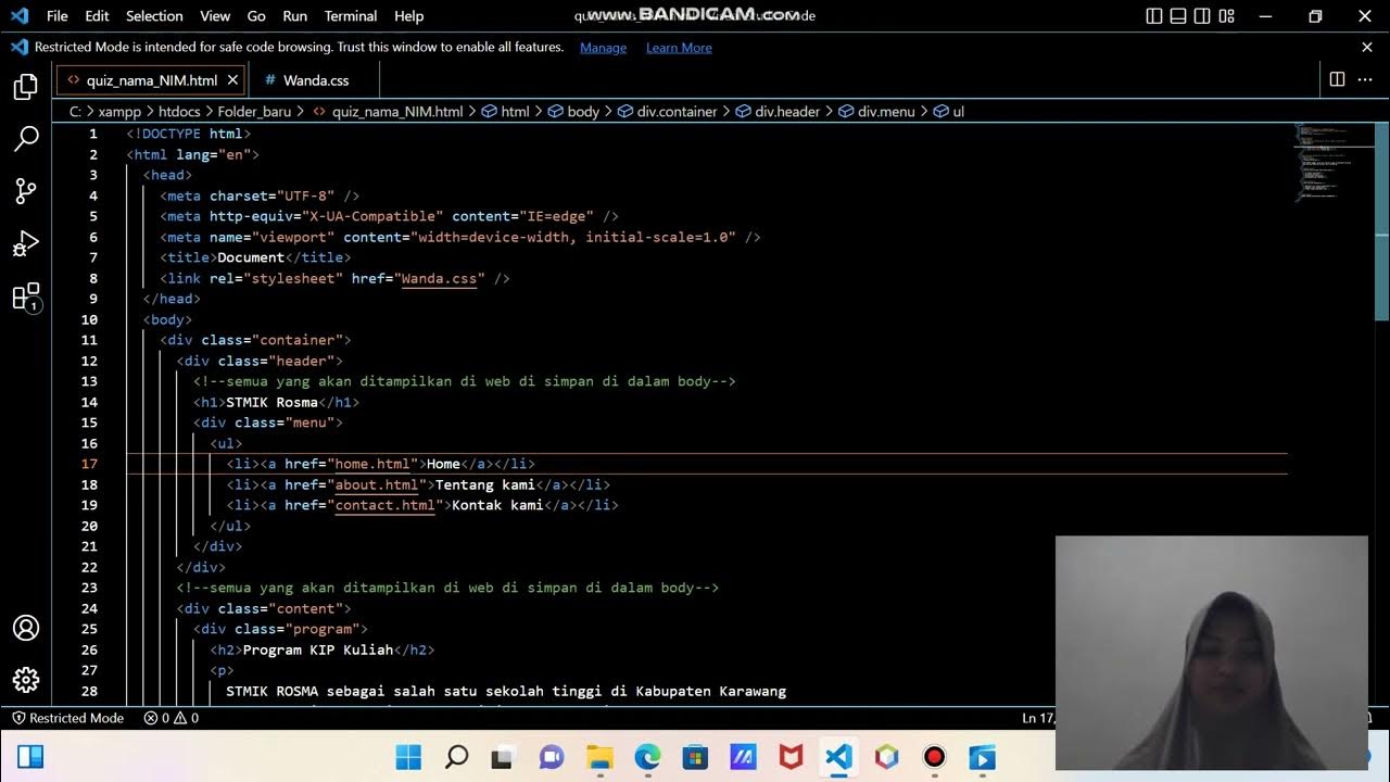 tugas web programing wanda hamidah - YouTube
