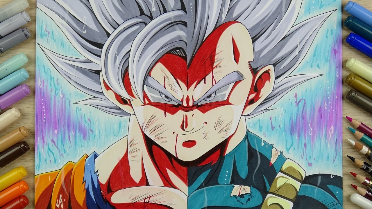 Vegeta And Goku Half Drawing