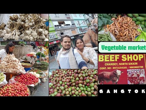Sikkim| Gangtok organic green vegetables Market|Lal bazar|fruits|BEEF🐂 ...