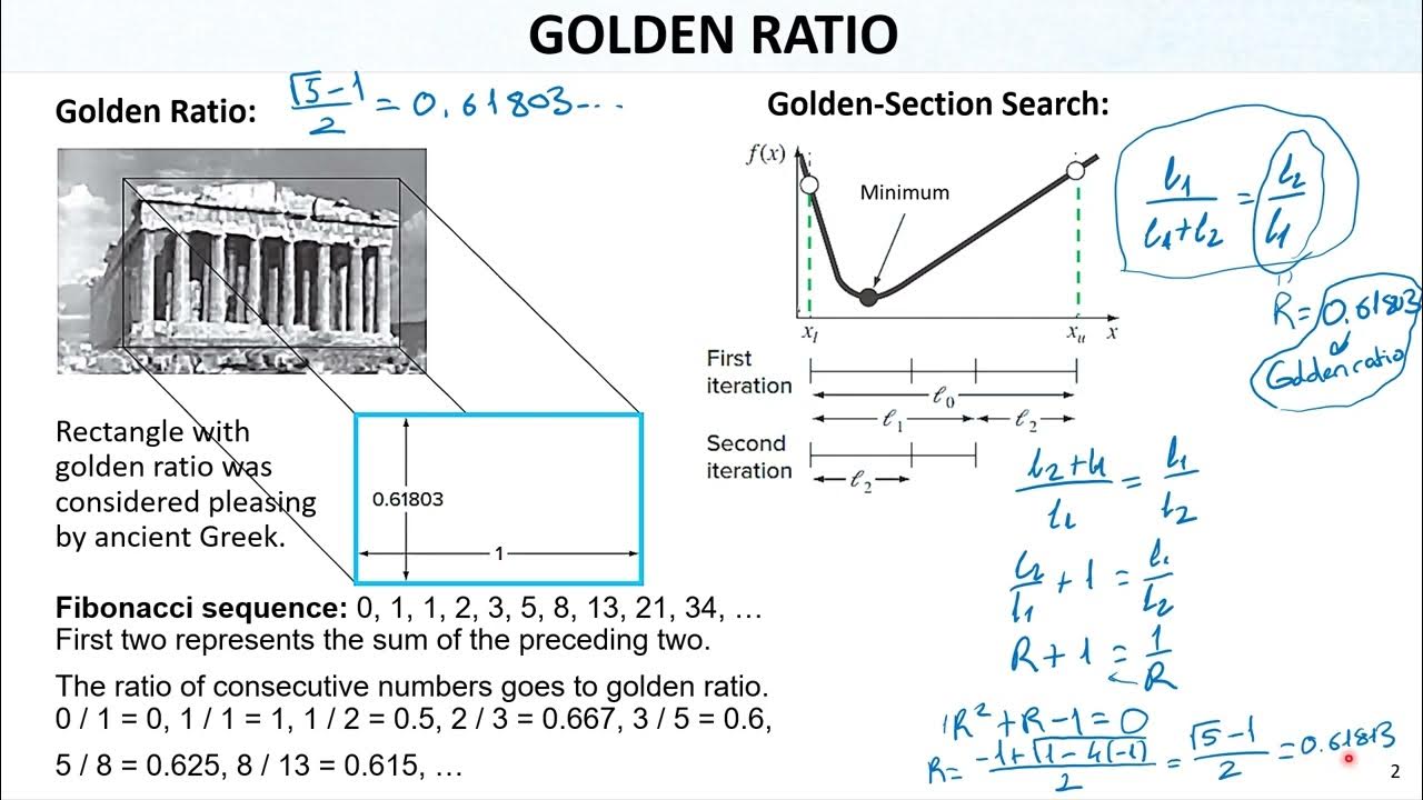 Numerical Methods Lec22 Ch08 1D Optimization2 Golden Section Search Method - YouTube
