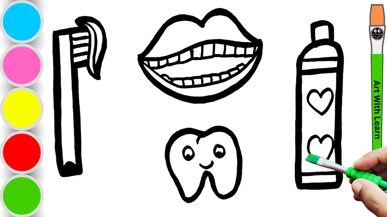Oral Hygiene Drawing, Painting and Coloring for Kids and Toddlers_Child ...