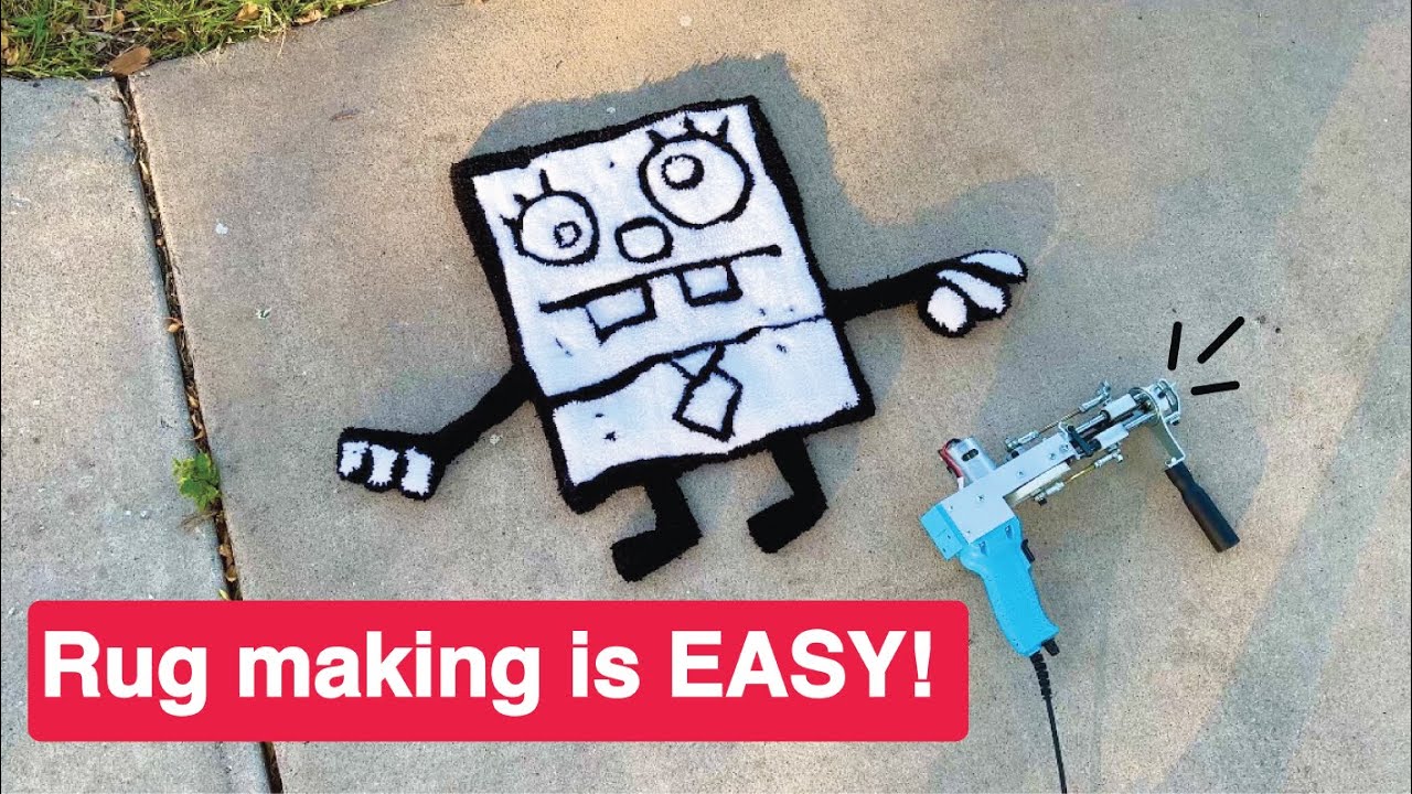 Making a DoodleBob Rug Step by Step Tutorial | Rug Tufting - YouTube