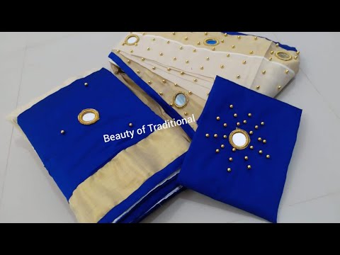 Tissue beads work dhavani || Kerala Traditional Dawani Sets || Bridal ...