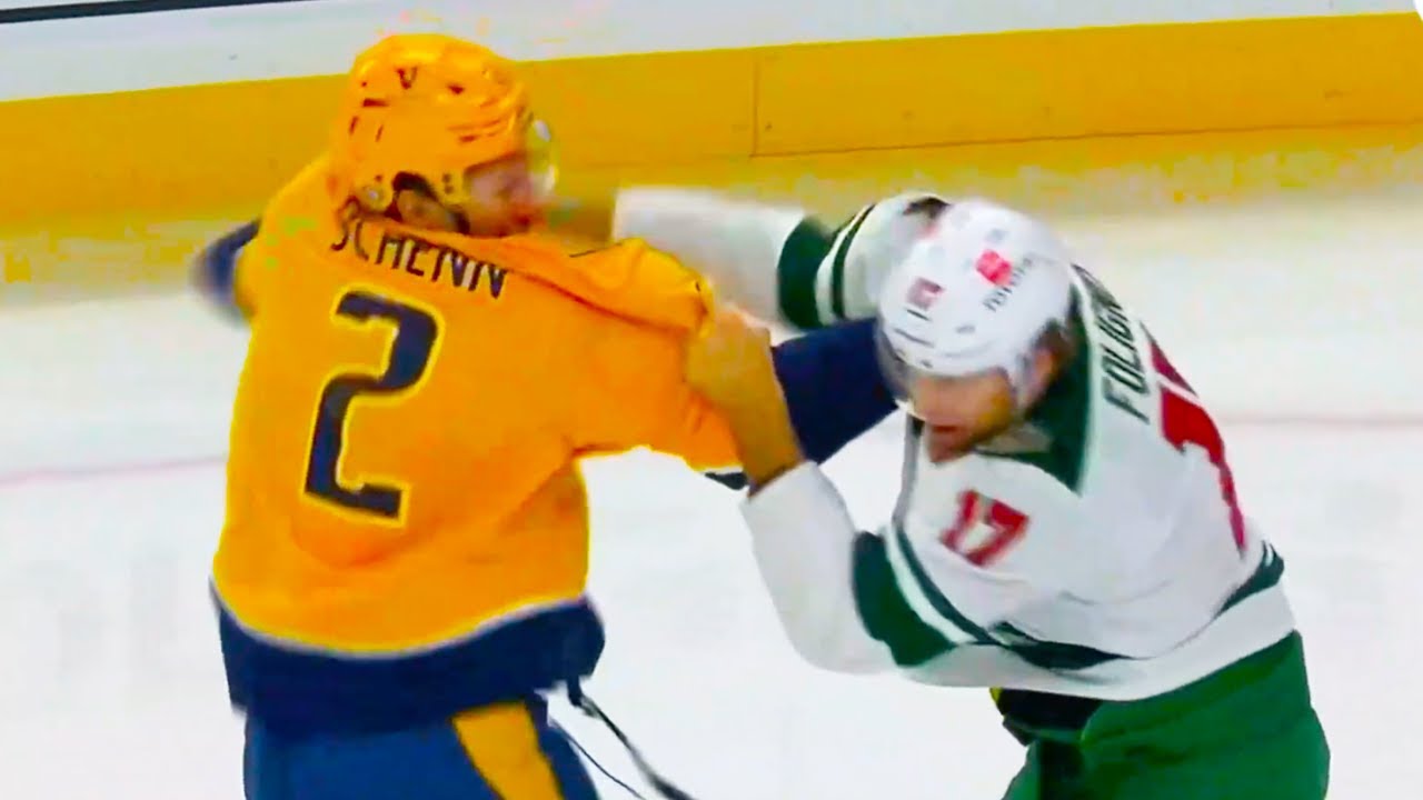 Luke Schenn Marcus Foligno Fight | Nashville Predators vs Minnesota ...