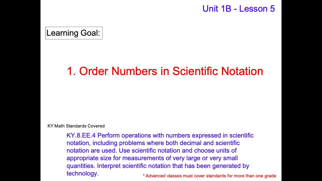 Ordering Numbers in Scientific Notation - YouTube
