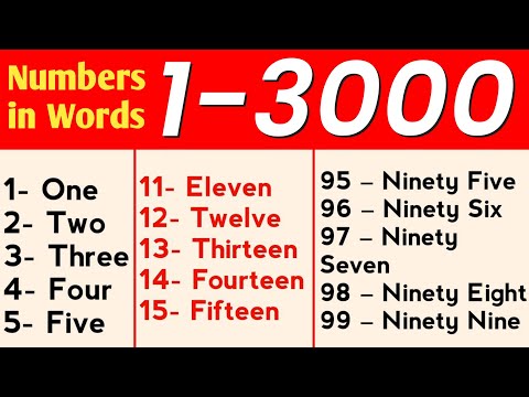 1 To 3000 Numbers in words in English || 1 - 3000 English numbers with spelling