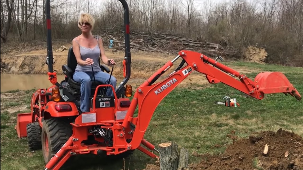 Her first time getting the tractor dirty and it got colder, Kubota ...