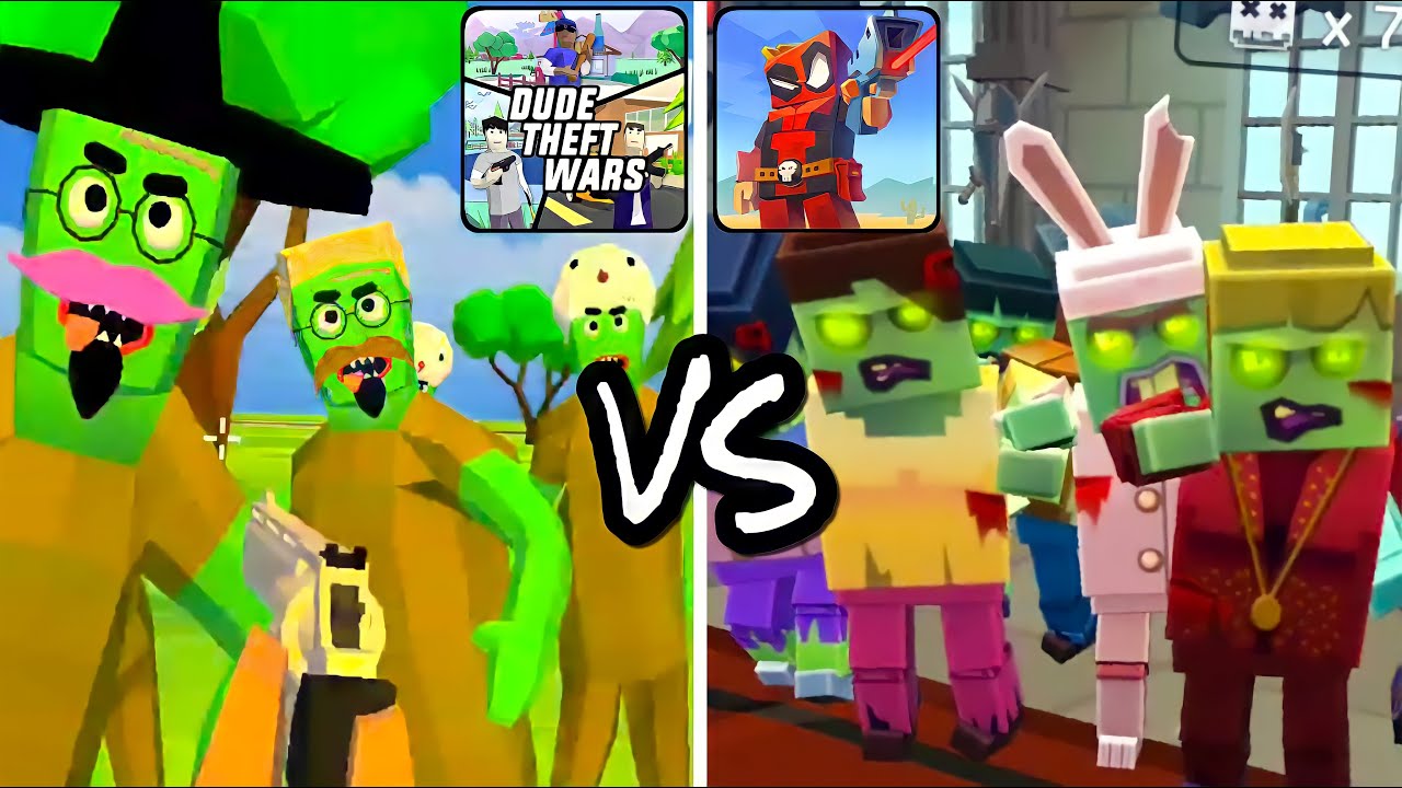 Dude Theft Wars Zombie VS Pixel Combat Zombie Full Unlocked Comparison ...