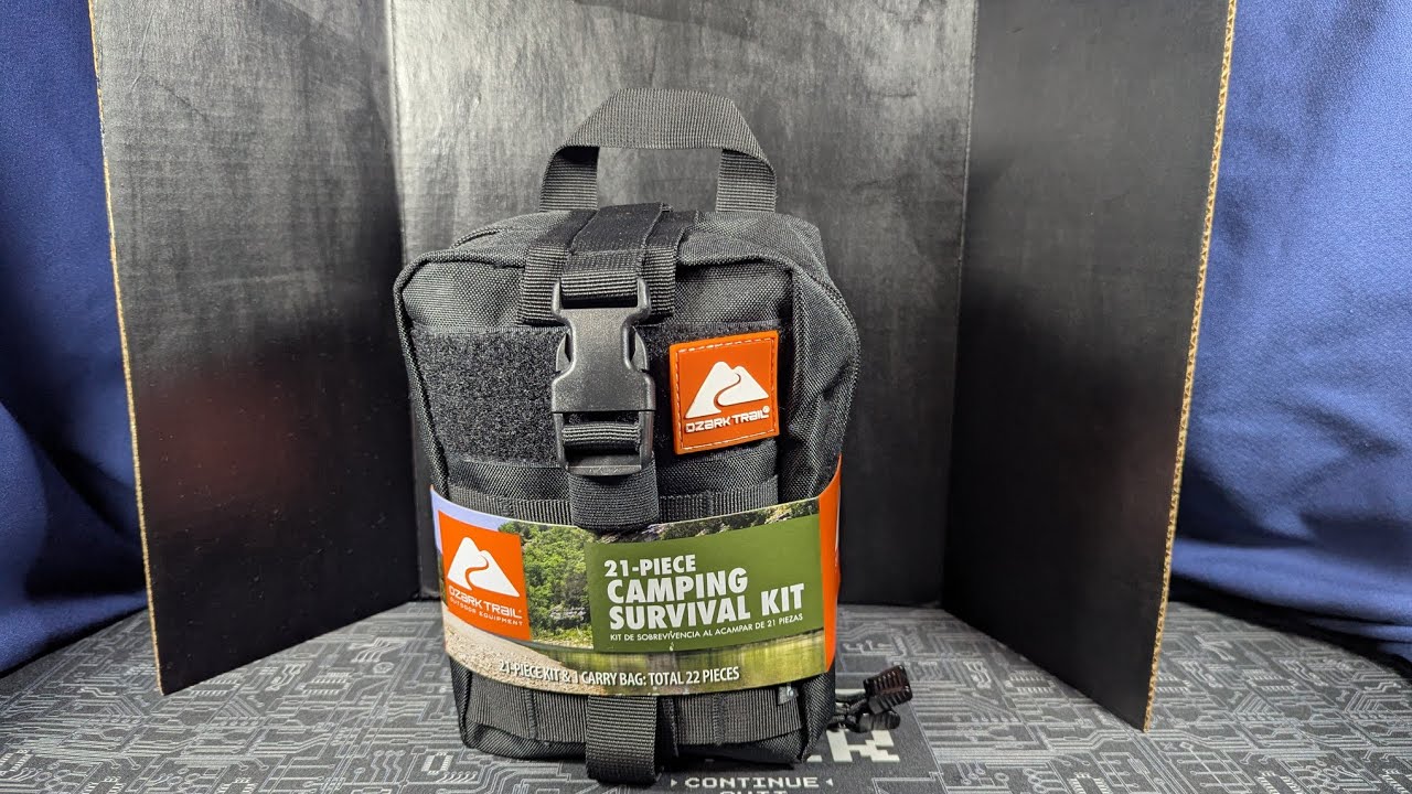 Ozark trail camping survival kit 21 pieces first look. - YouTube