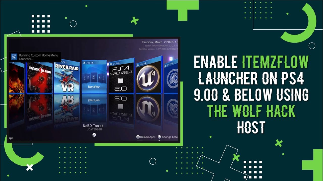 Enable Itemzflow Launcher On PS4 9.00 And Below Using The Wolf Hack Host - YouTube