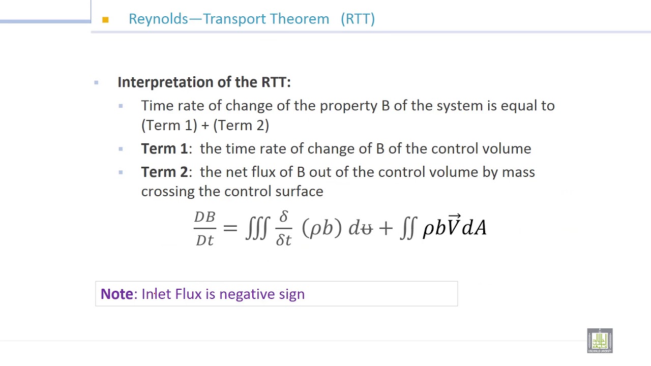 Fluid Mechanics -1 | 6-7 | Reynolds Transport Theorem - YouTube