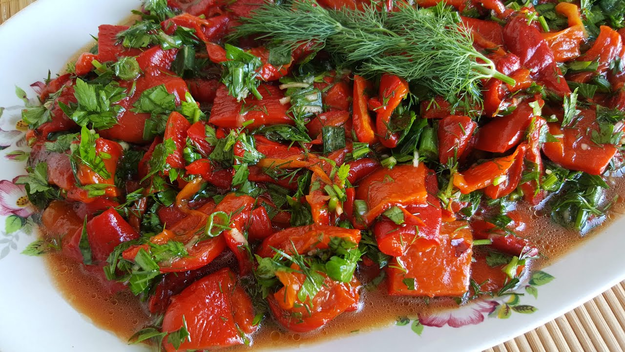Roasted Red Capia Pepper Salad Recipe - YouTube