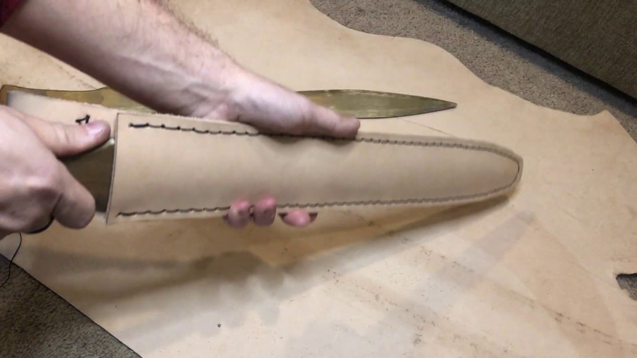 Simple leather sheath - YouTube
