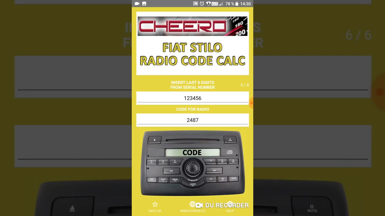 Fiat stilo radio code calculator