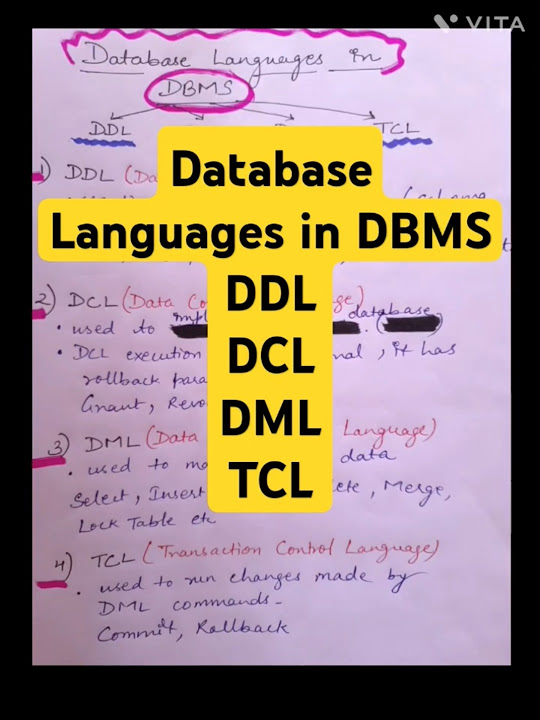 Database Languages In Dbms Ddl Dml Dcl Tcl Dbms Database Dbmstutorials Computer Bca