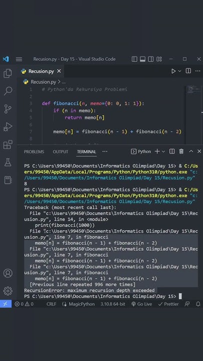 Python Recusion Limit Exceeded Xətasının Həlli #python #recursion #code #shorts - YouTube