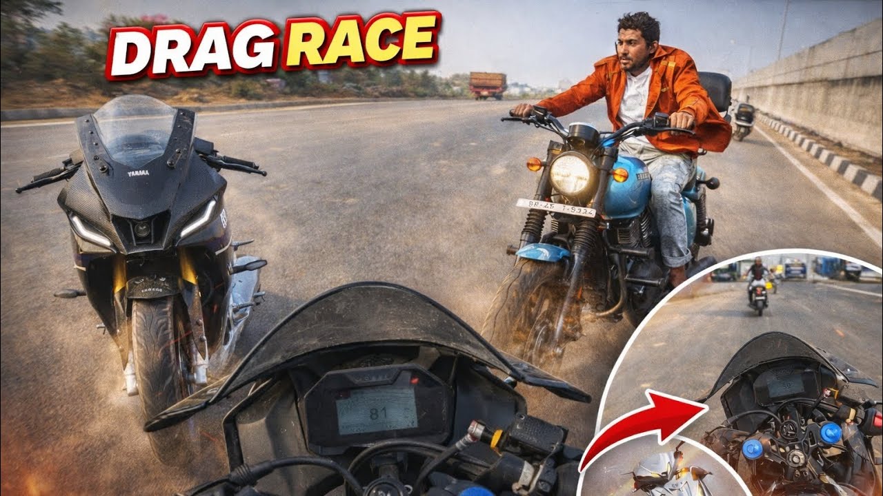 Drag race r15m vs Jawa 300😱 yrr accident hone se bach gyaa aaj to mai😨😨 ...