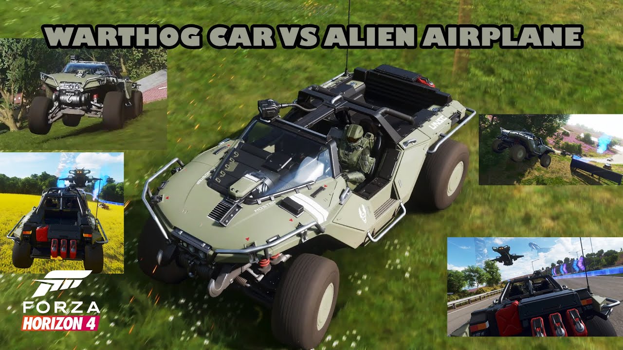 Warthog Car Vs Alien Airplane In Forza Horizon 4 - YouTube