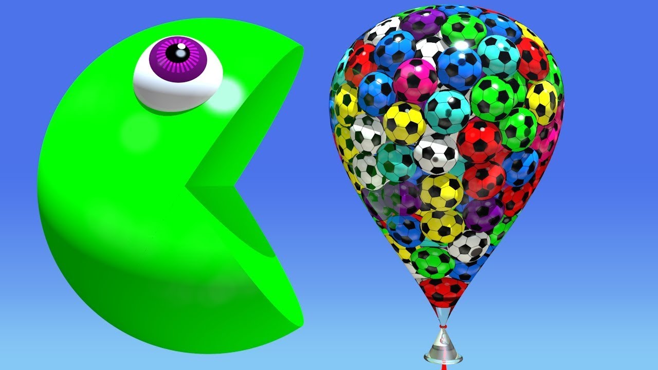 Learn Colors for Kids and Baby with Balloon #Pacman and Soccer Balls ...