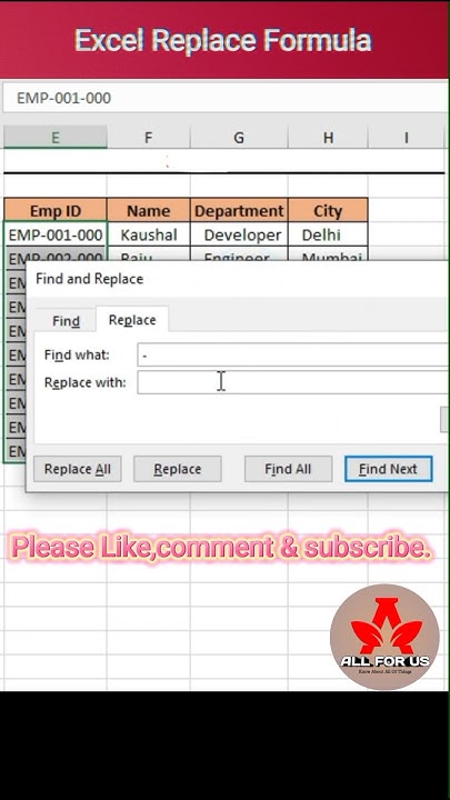 Ms Excel Replace Formula - YouTube