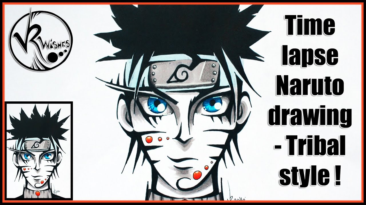 Time Lapse Naruto Drawing - Tribal style ! - YouTube