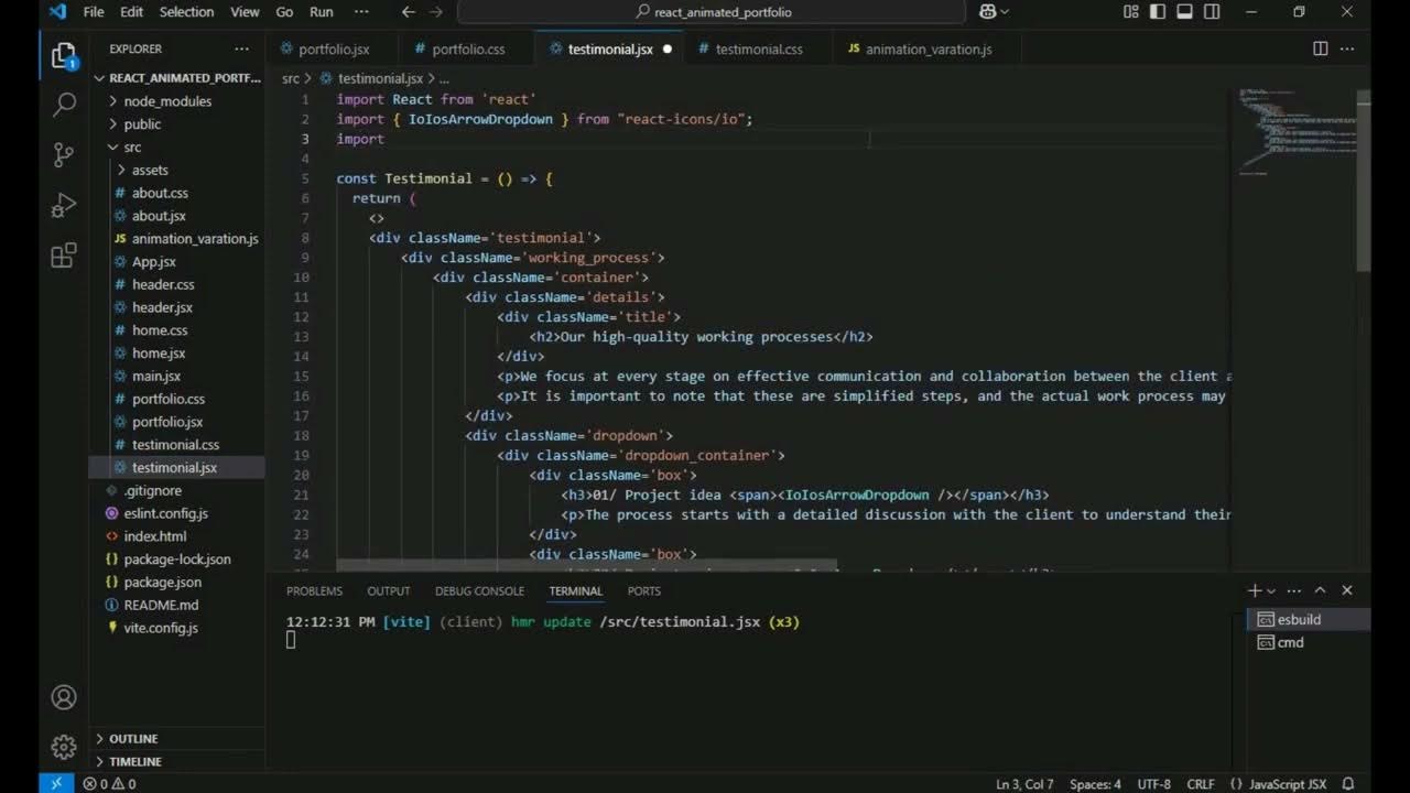 Modern Animated Portfolio Website Using React JS part 4 | Create a Portfolio website using React ...