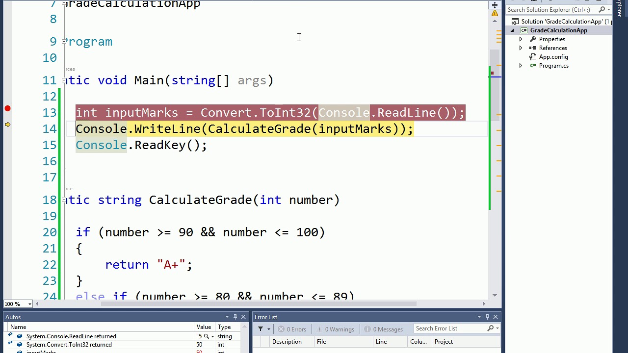 Code Debugging in Visual Studio 12 | CSharp Basic for Begineer in ...
