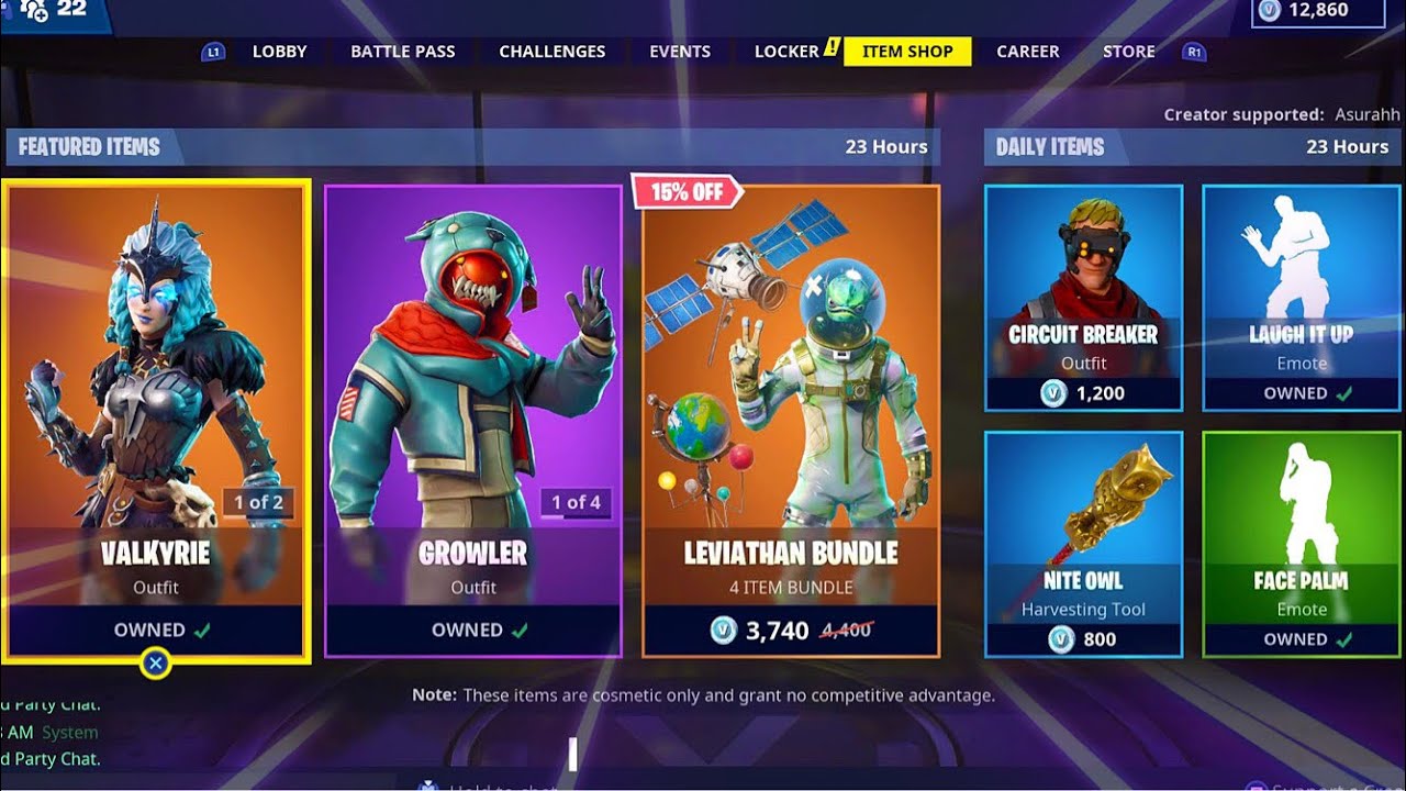 VALKYRIE | FLAPJACKIE | GROWLER | LEVIATHAN BUNDLE; Item Shop in ...