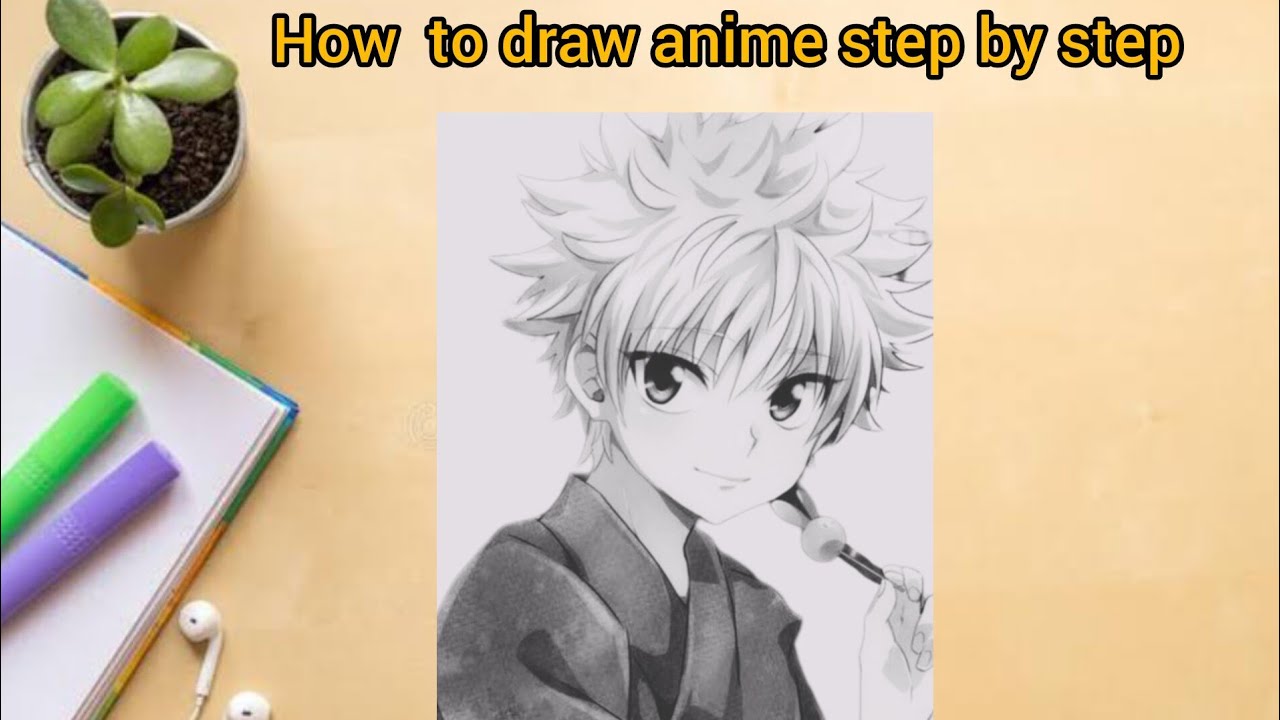Easy anime drawing /How to draw anime step by step /pencil sketch of ...