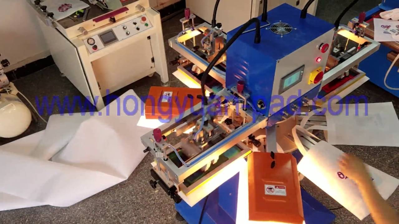 3 color screen printing machine for bags - YouTube