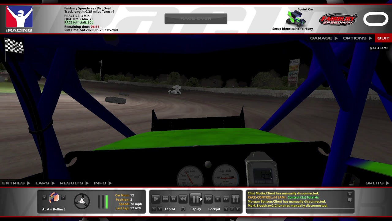 iRacing com Simulator, First Sprint Car Win at Fairbury - YouTube