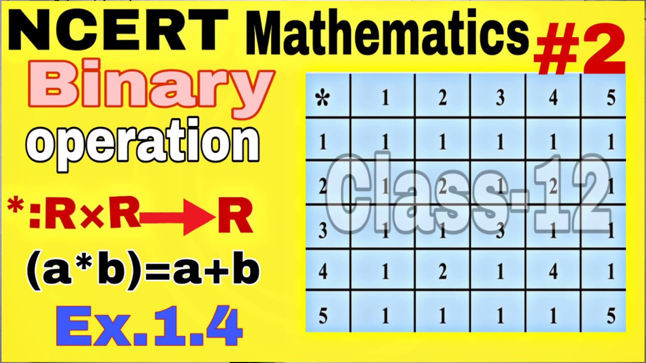 Binary Operation Ex 1 4 Chapter 1 Relation And Function Youtube