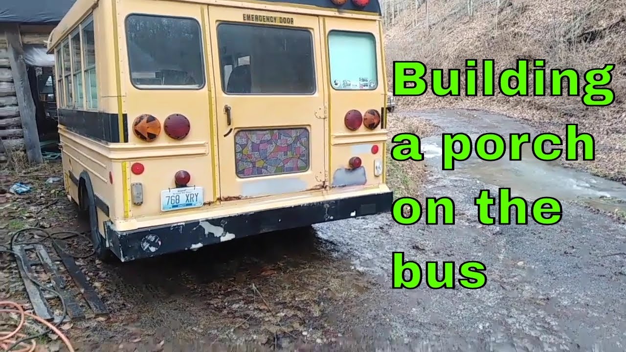Skoolie Folding Back Porch Started - YouTube