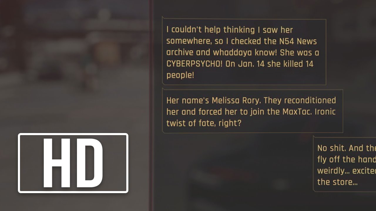 Zane Gives You Information On Melissa Rory (Cyberpunk 2077) HD - YouTube