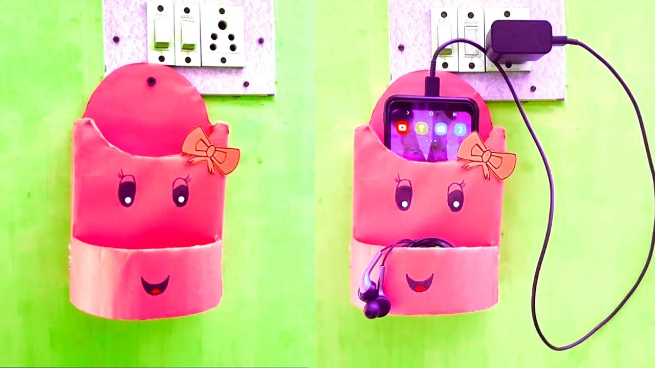 Diy mobile charging holder with Waste cardboard box|| diy mobile ...