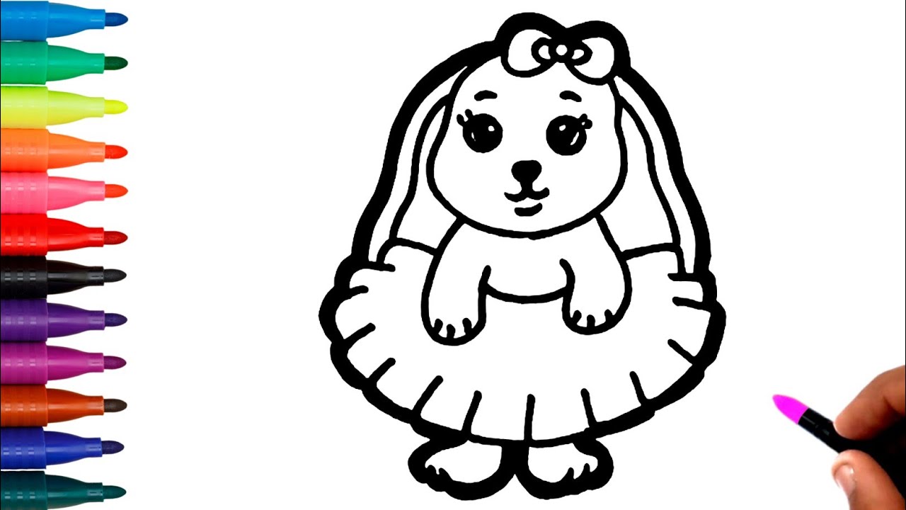 Cute Bunny Drawing and Coloring Step by Step | How to Draw Cute Bunny ...