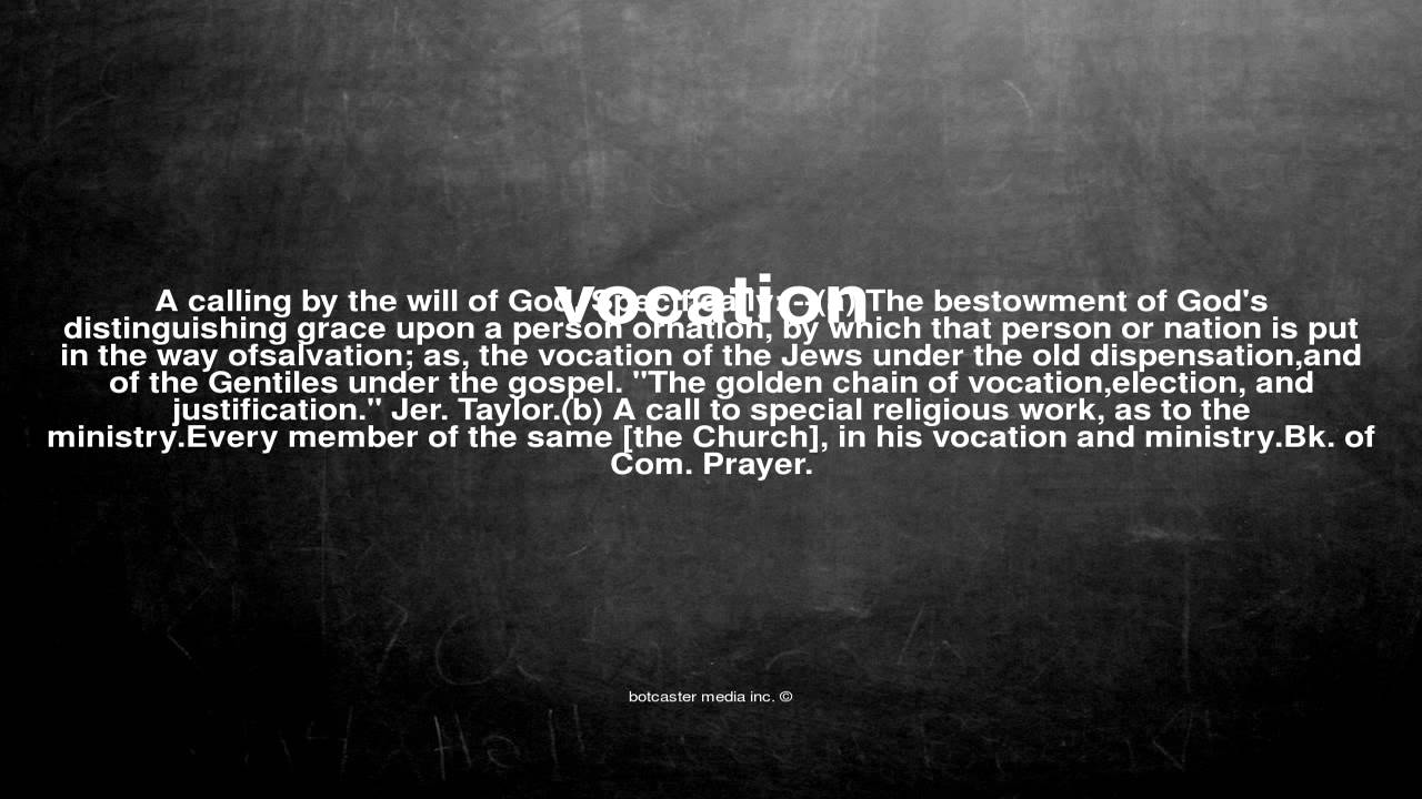What does vocation mean - YouTube