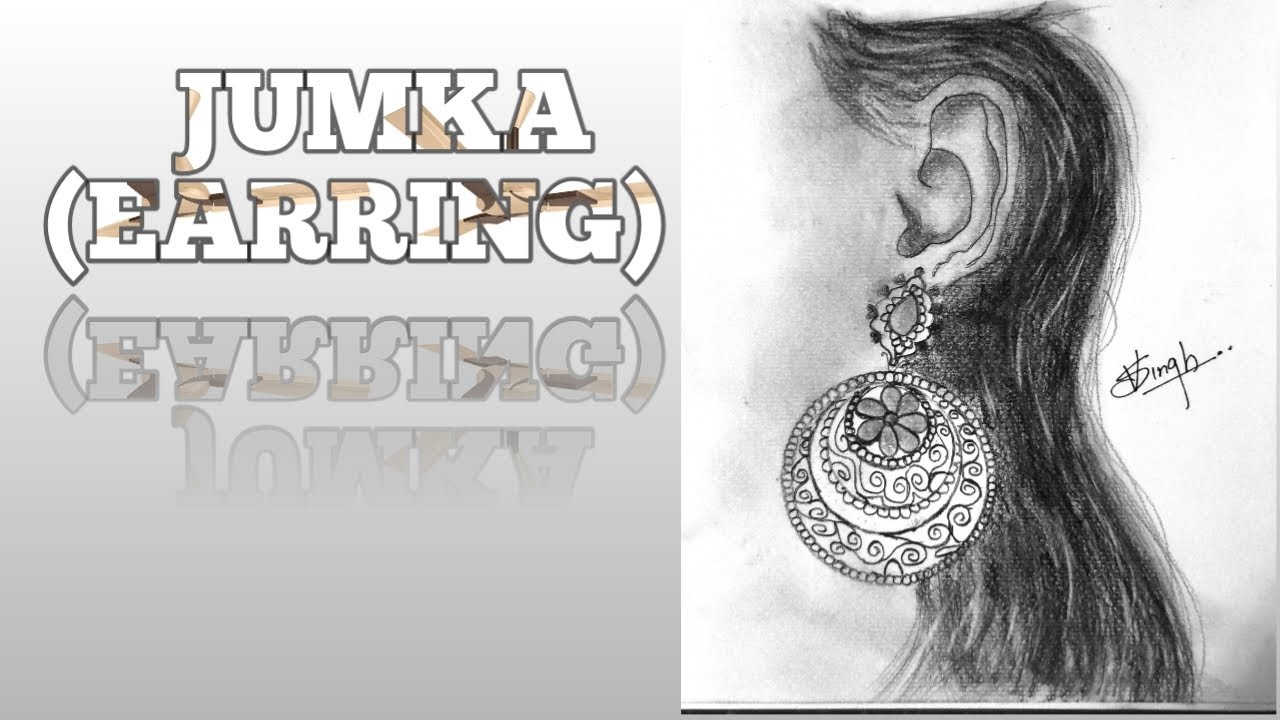 How to draw jewellery || Drawing Jhumka (Earring)|| by Beginners ...