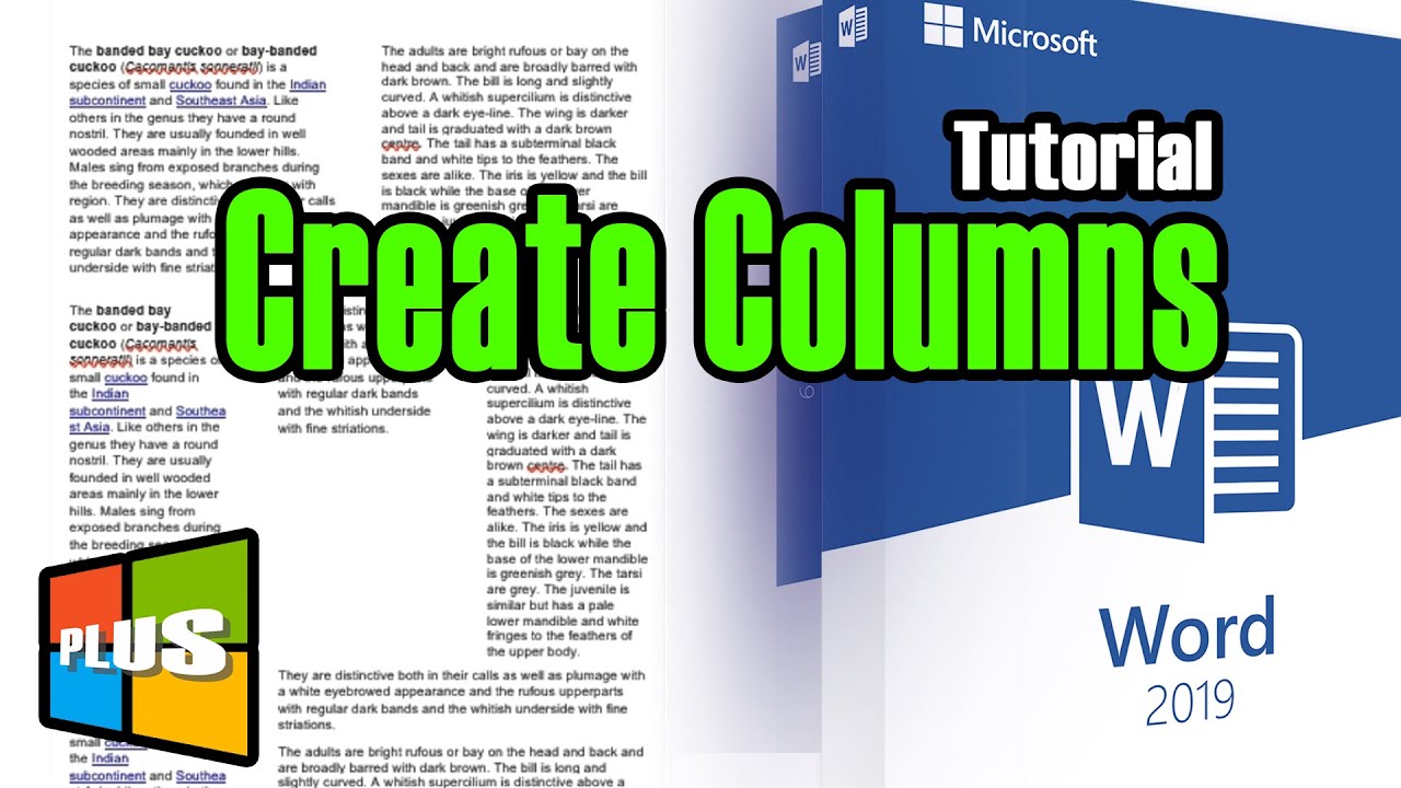 Microsoft Word 2019 Tutorial || Using and Formatting Columns - YouTube