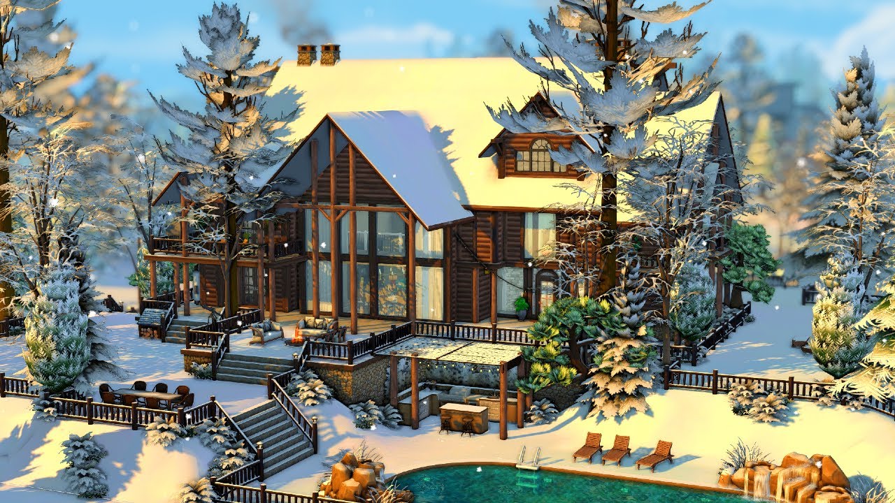 luxury lodge ️ [ the sims 4: speed build ] - YouTube