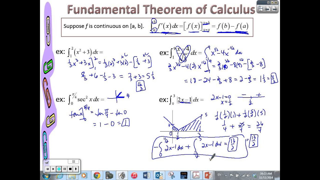 BC Calculus 5-5 Fundamental Theorem of Calculus - YouTube