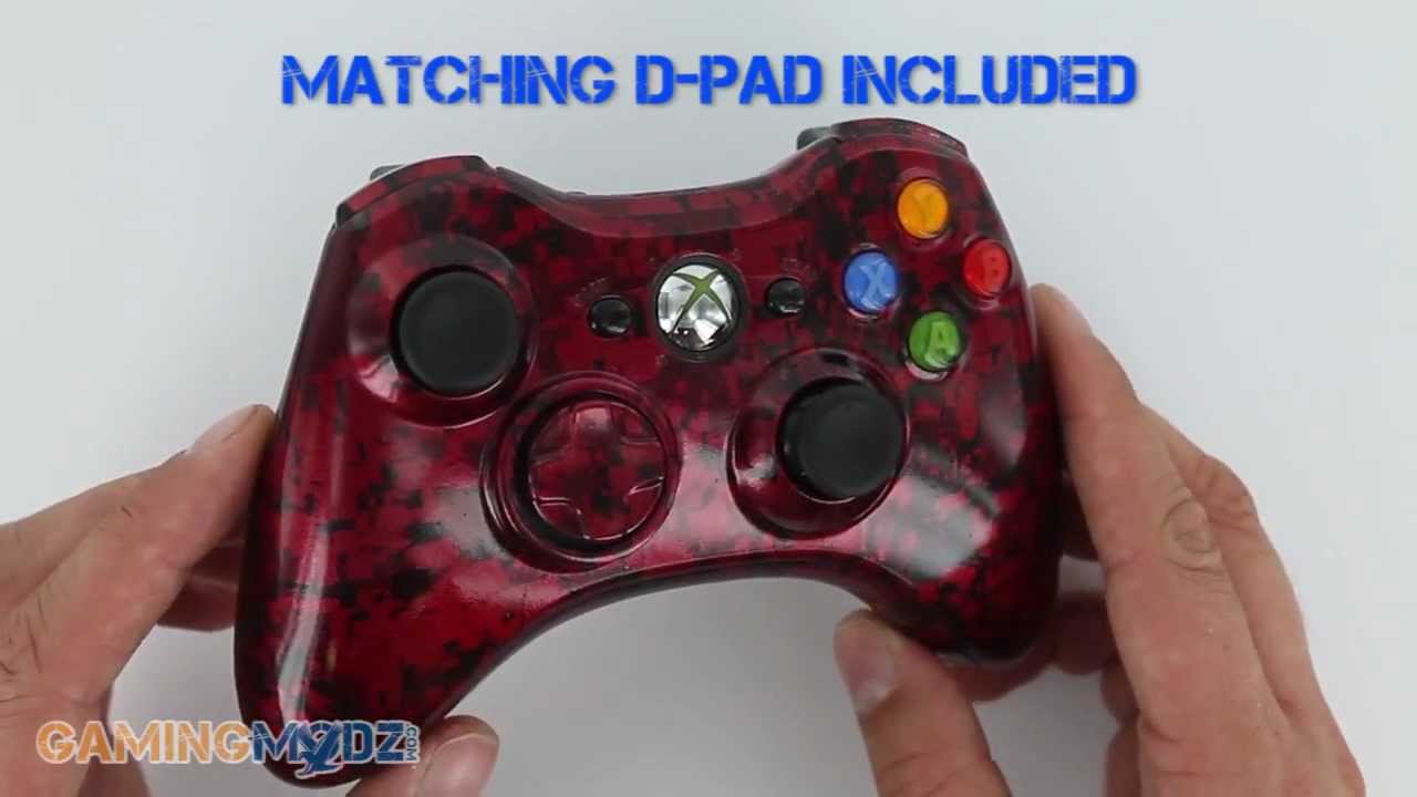 Digital Red Camo Xbox 360 Modded Controller - YouTube