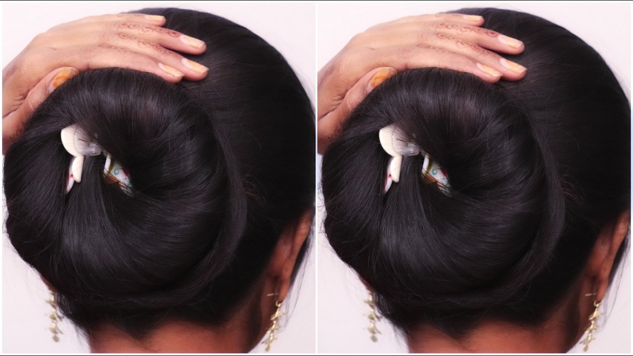 Just Wow 🤯 Beautiful Simple Juda Bun Hairstyle Girl For Long Hair For ...