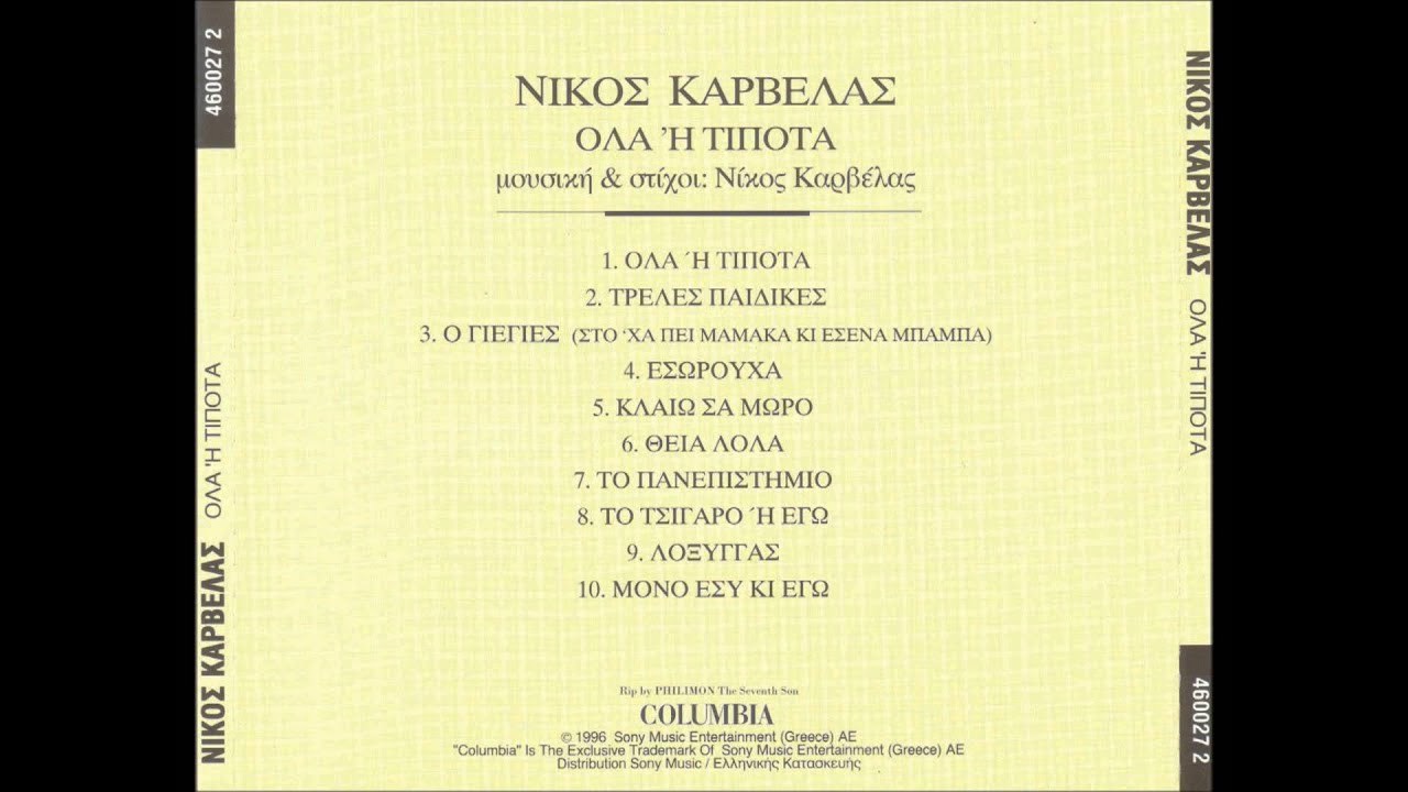 Όλα ή τίποτα (1987) - Νίκος Καρβέλας - YouTube