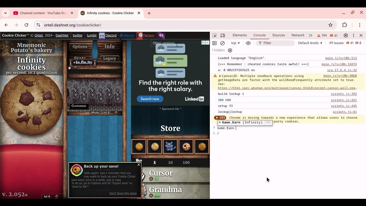 cookie clicker hack - YouTube