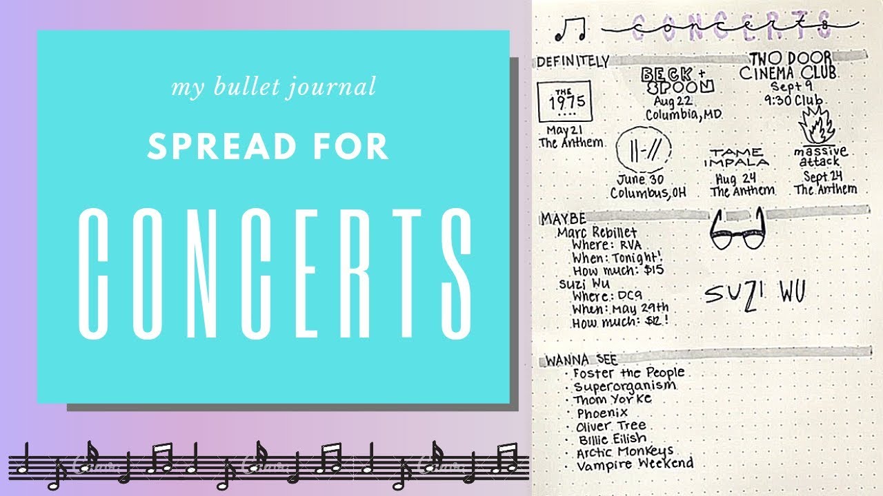 my bullet journal - concerts! - YouTube
