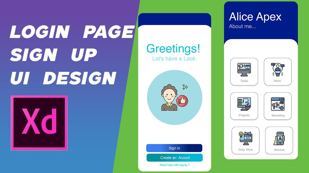 Android Ui/Ux Design with Adobe XD || splash screen and Marden ...