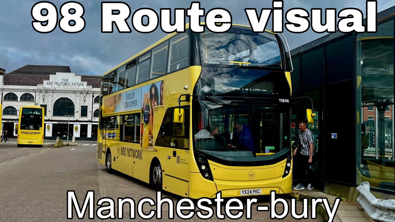 Full route visual 98 Manchester to Bury Bee network Stagecoach - YouTube