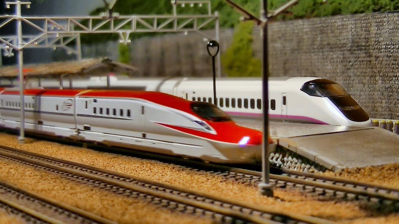 Nゲージ 鉄道模型の音〈4〉 TOMIX E6系「こまち」在来線区間 通過シーン ジオラマ レイアウト - YouTube
